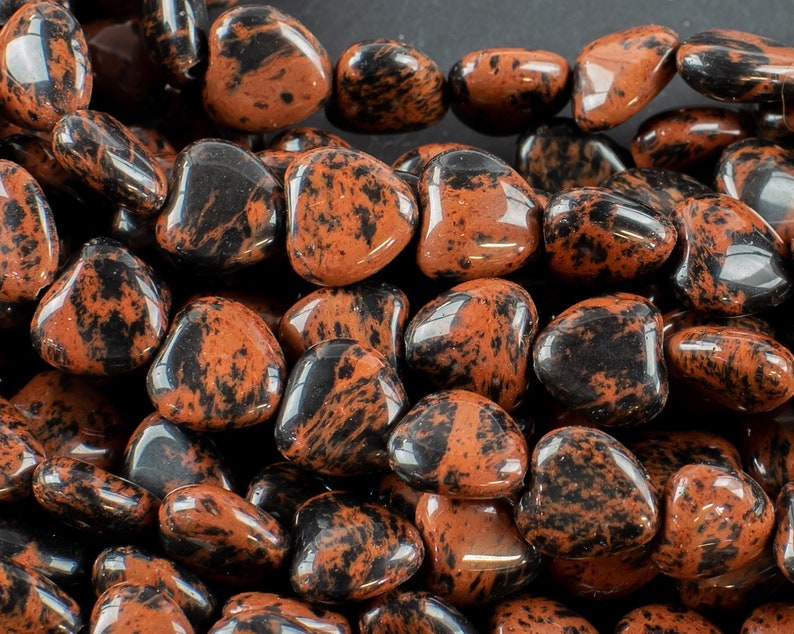Natural Mahogany Jasper-Heart Shape-10mm-Special Shape- Full Strand ...