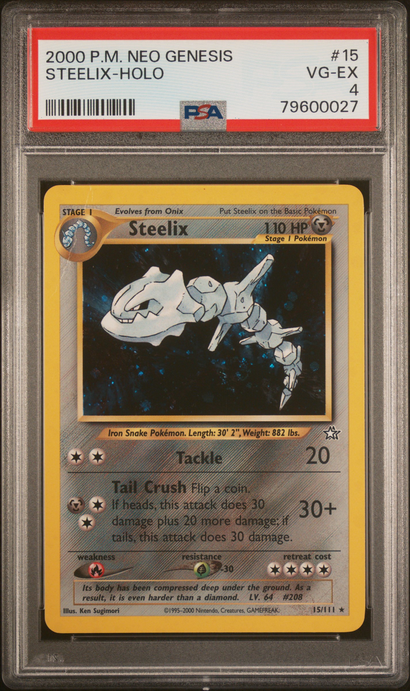 Steelix-Holo 2000 Pokemon Neo Genesis Tcg Cards 15 PSA Vg-Ex 4