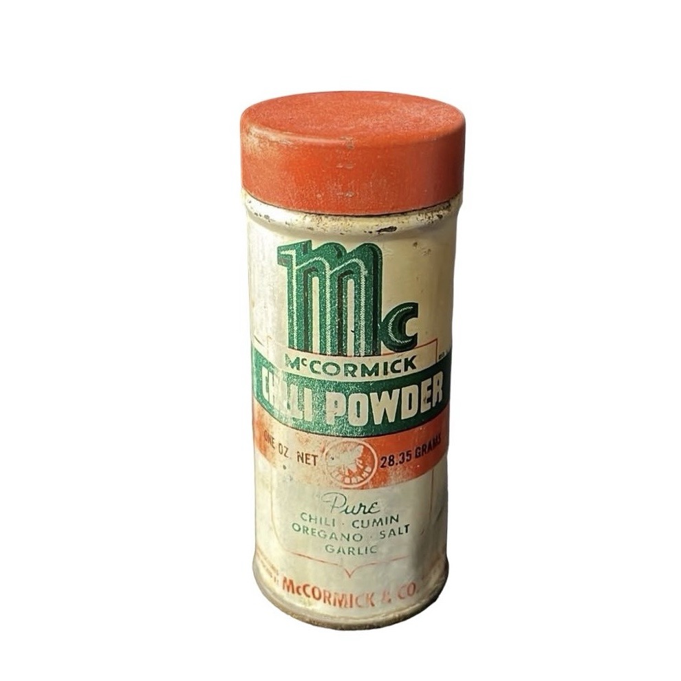 Rare McCormick & Company Bee Brand Chili Powder Spice Tin Display Shaker
