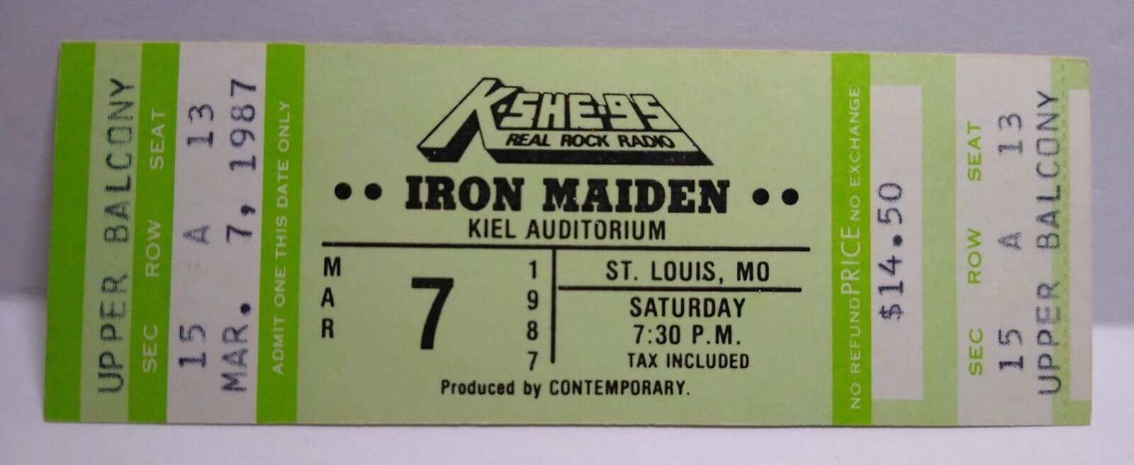 Iron Maiden Original UNUSED 1987 Concert Ticket Kiel Auditorium St ...