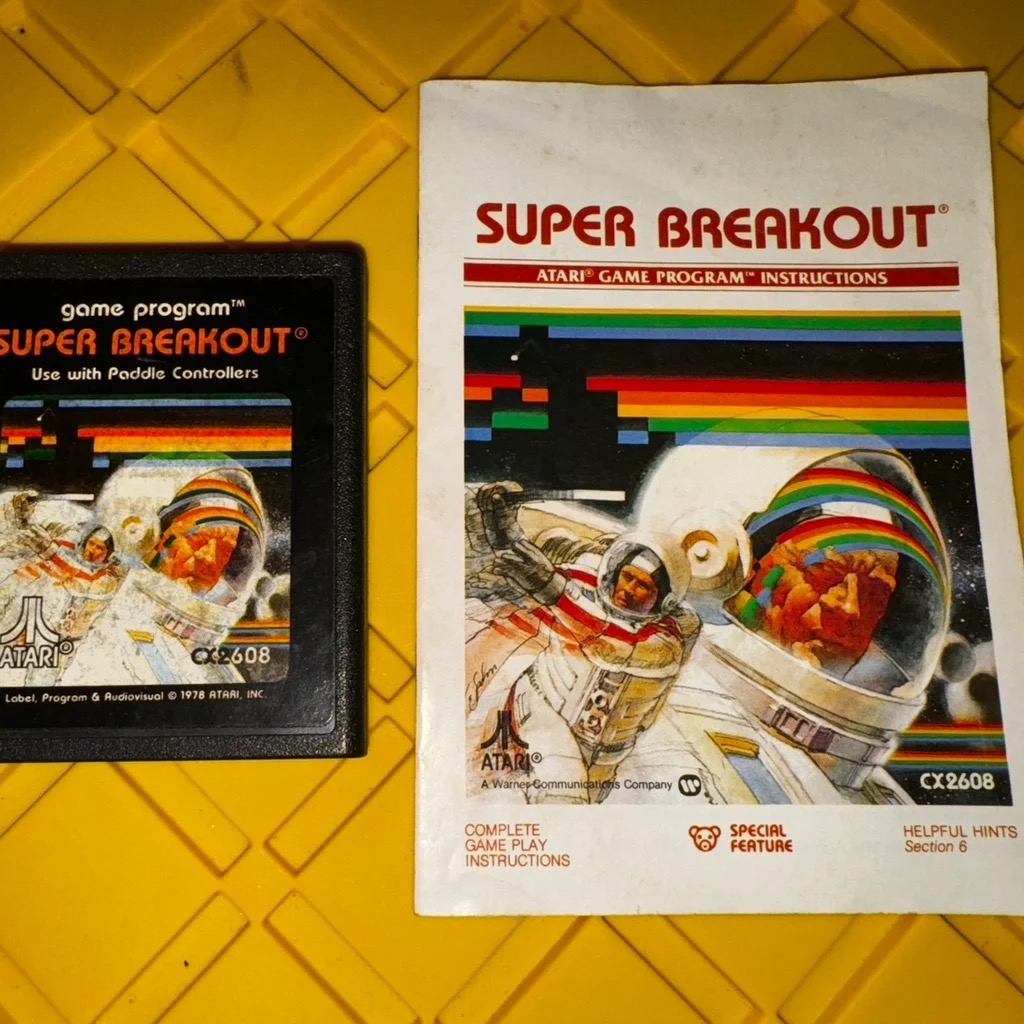 Atari 2600 Super Breakout Video Game Cartridge With Instruction Booklet