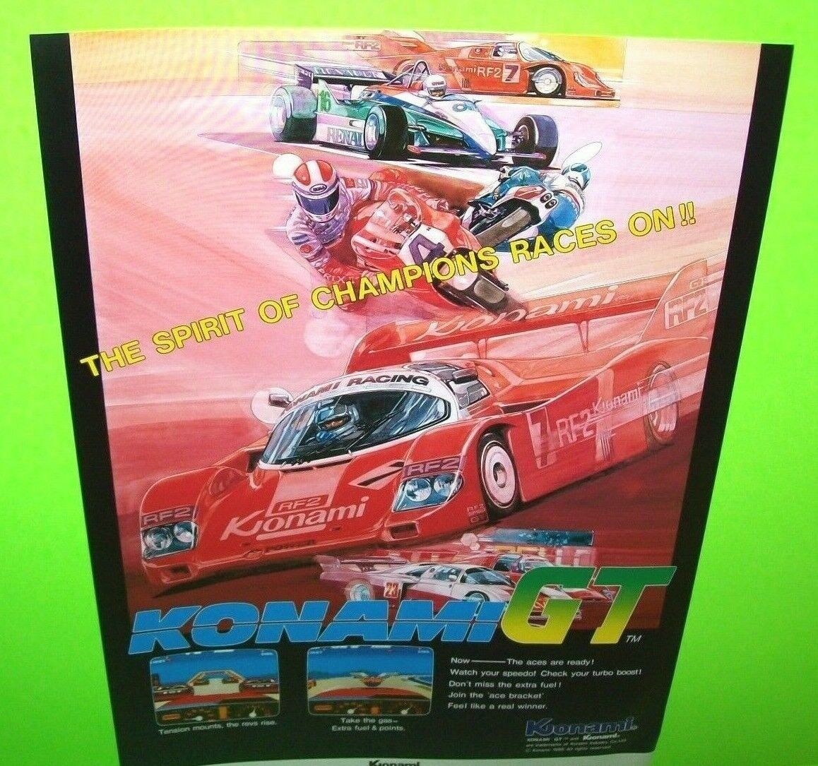 Konami GT Arcade FLYER Original 1985 Video Game Japan Auto Racing UNUSED
