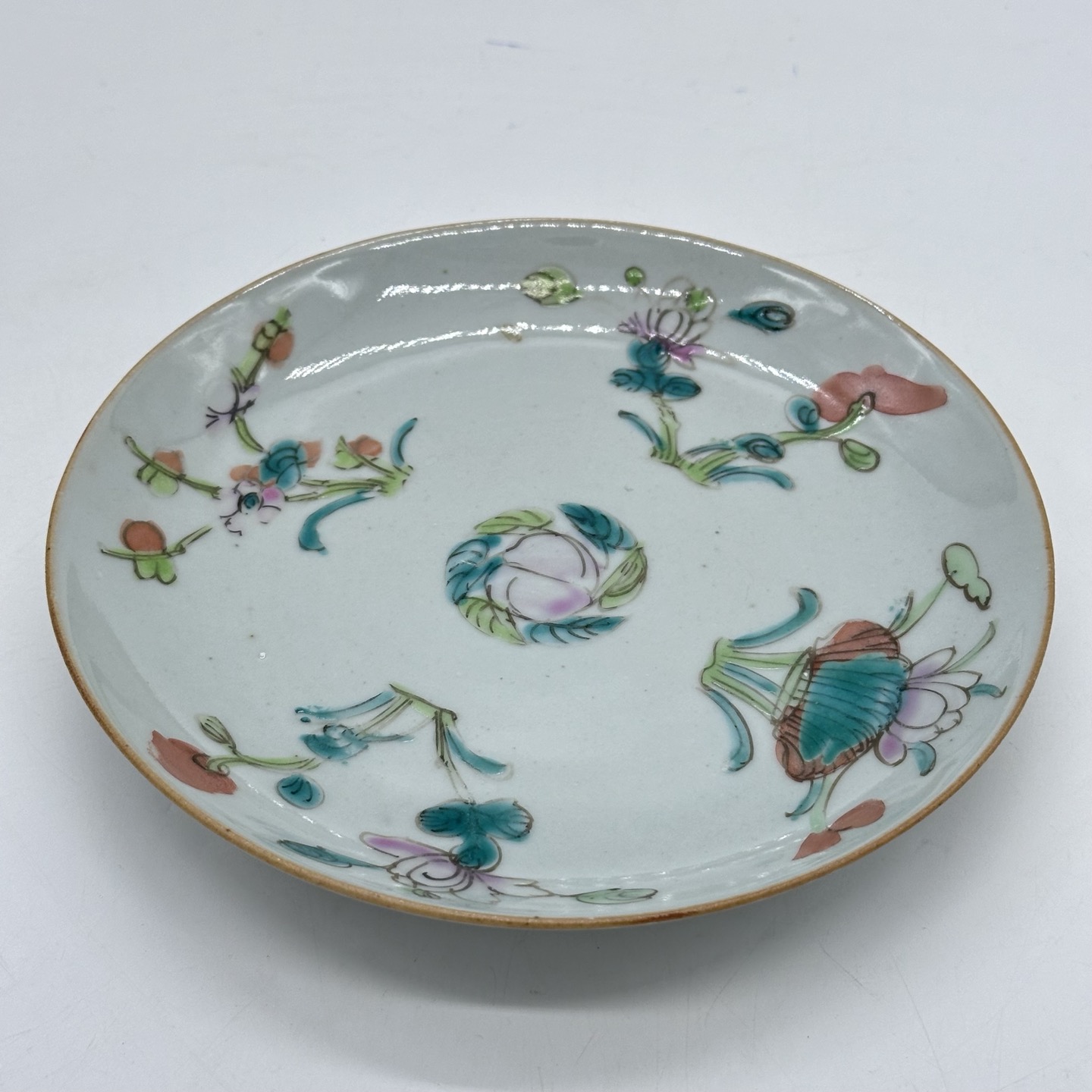 Antique Chinese Plate Floral Famille Rose Porcelain Small Plate
