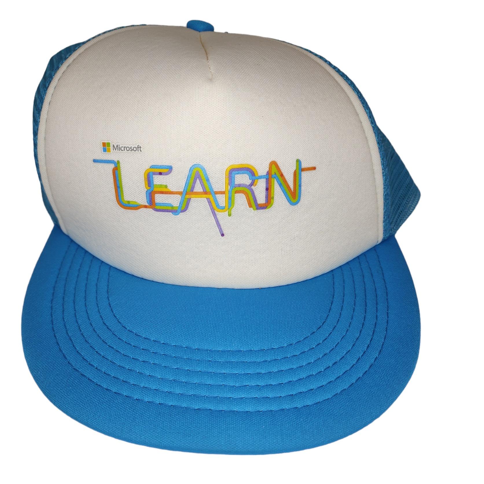 Y2K Microsoft LEARN Computers White Blue Trucker Hat Cap
