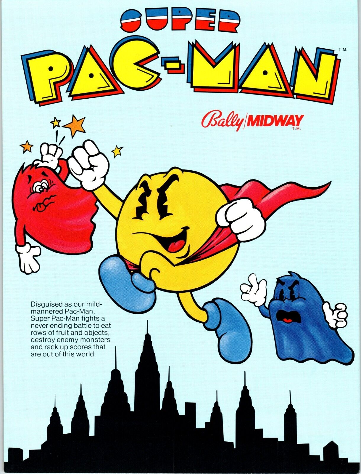 Super Pac-Man Arcade FLYER 1982 Original Retro Video Game Retro Vintage Artwork