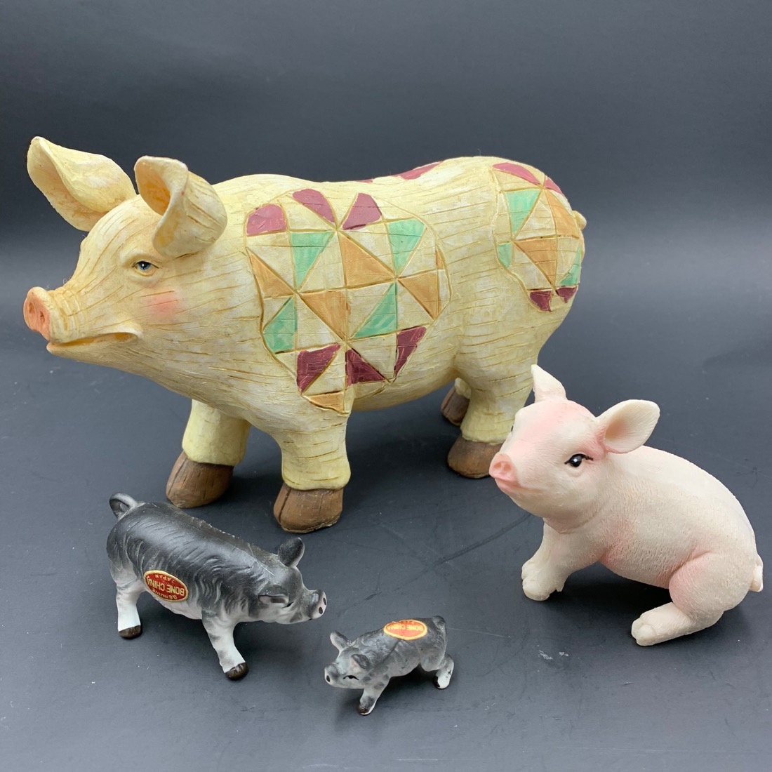 Lot Super Cute Pigs, Bone China, Resin