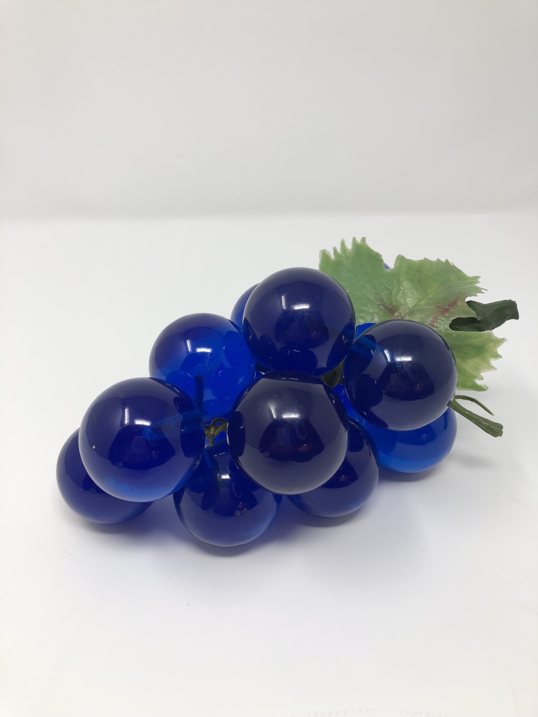 Cobalt Blue MCM Lucite Grape Cluster with Grape Leaf