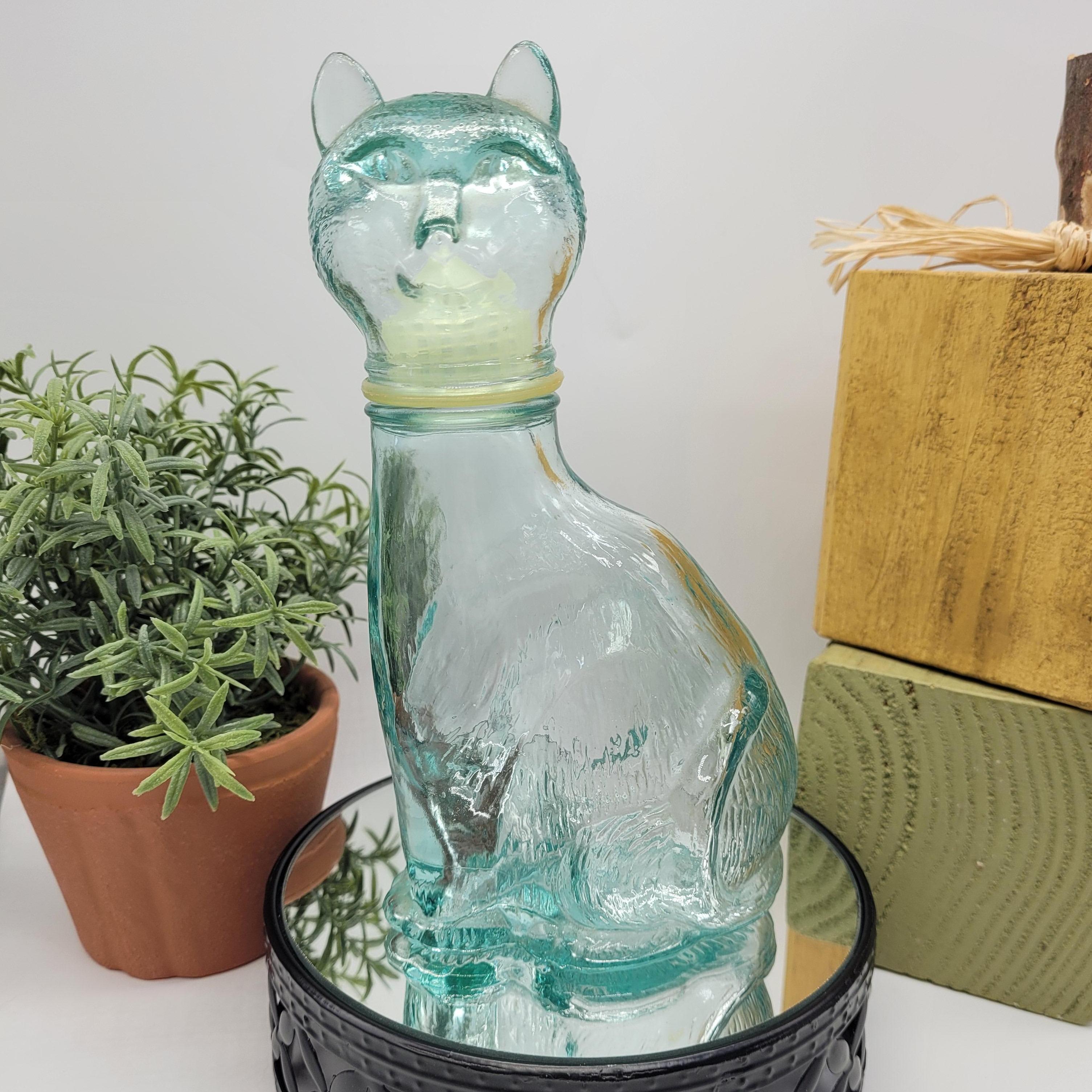 Aqua Glass Cat Decanter