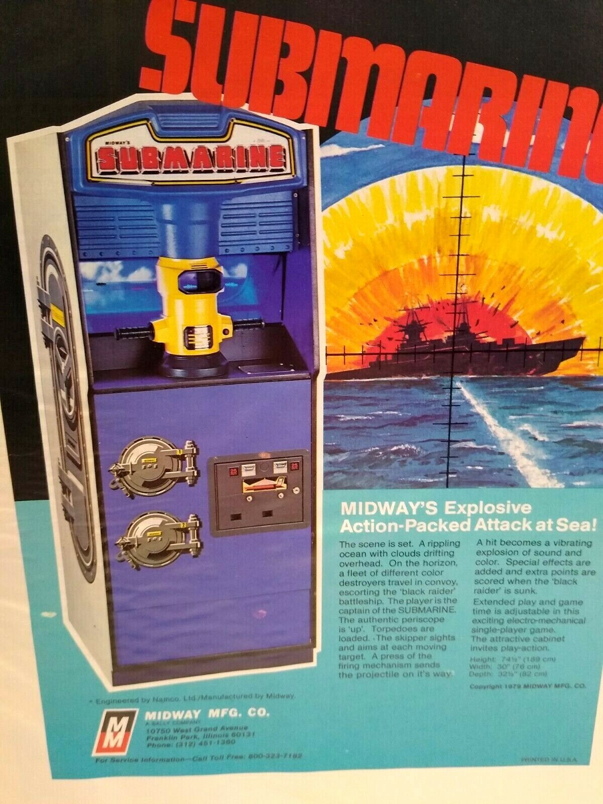 Submarine Arcade AD 1980 Video Game Magazine Retro Artwork Ocean Subs