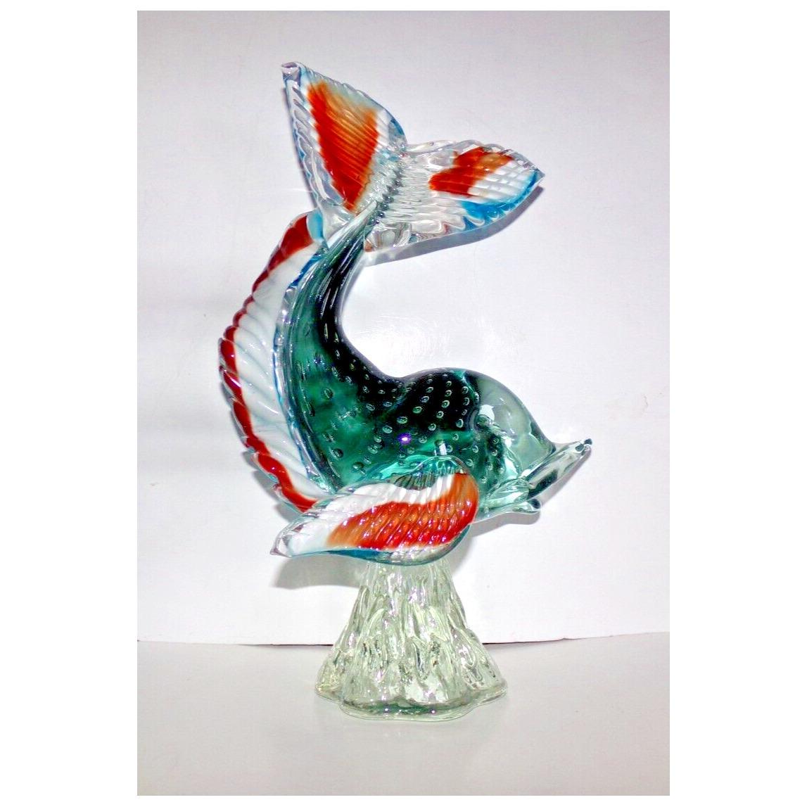 MURANO Fish/KOI Figurine, AVEM Controlled Bubble, Hand Blown Bullicante ...