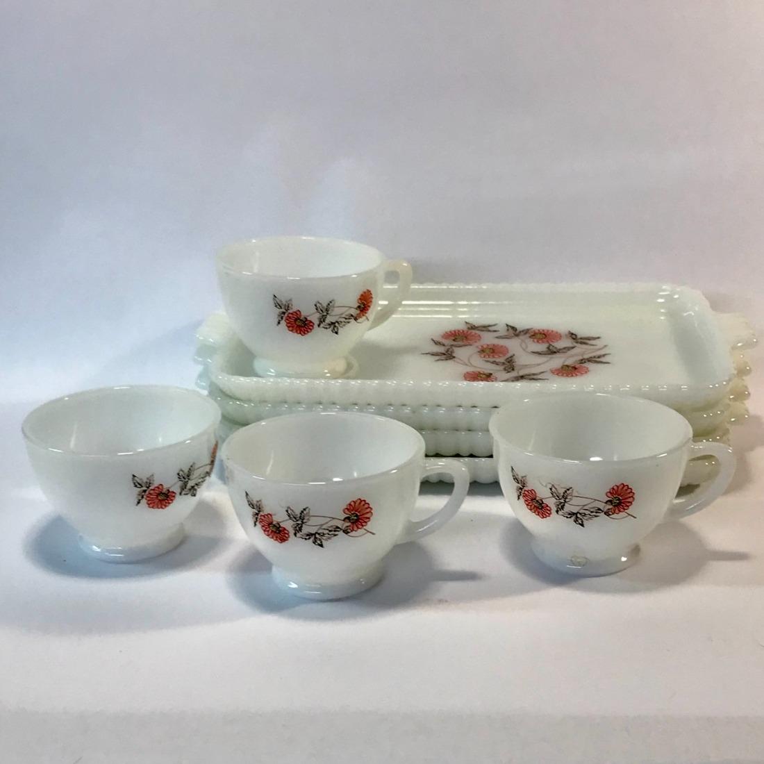 Vintage Anchor Hocking Fire King Snack Set Tray with Cup, Pink ...