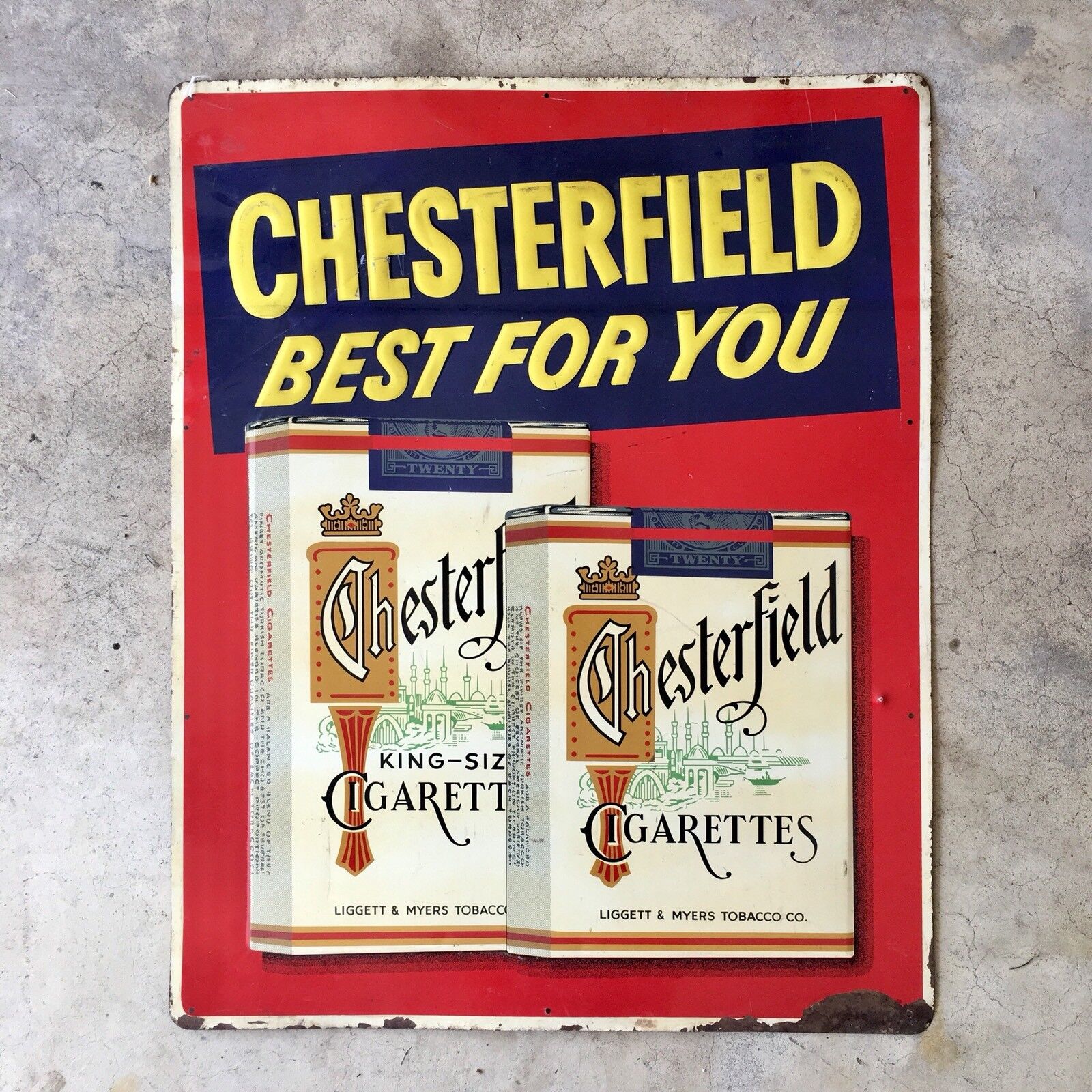 Vintage 1950s Chesterfield Cigarettes Metal Sign 29” x 23” - ORIGINAL ...