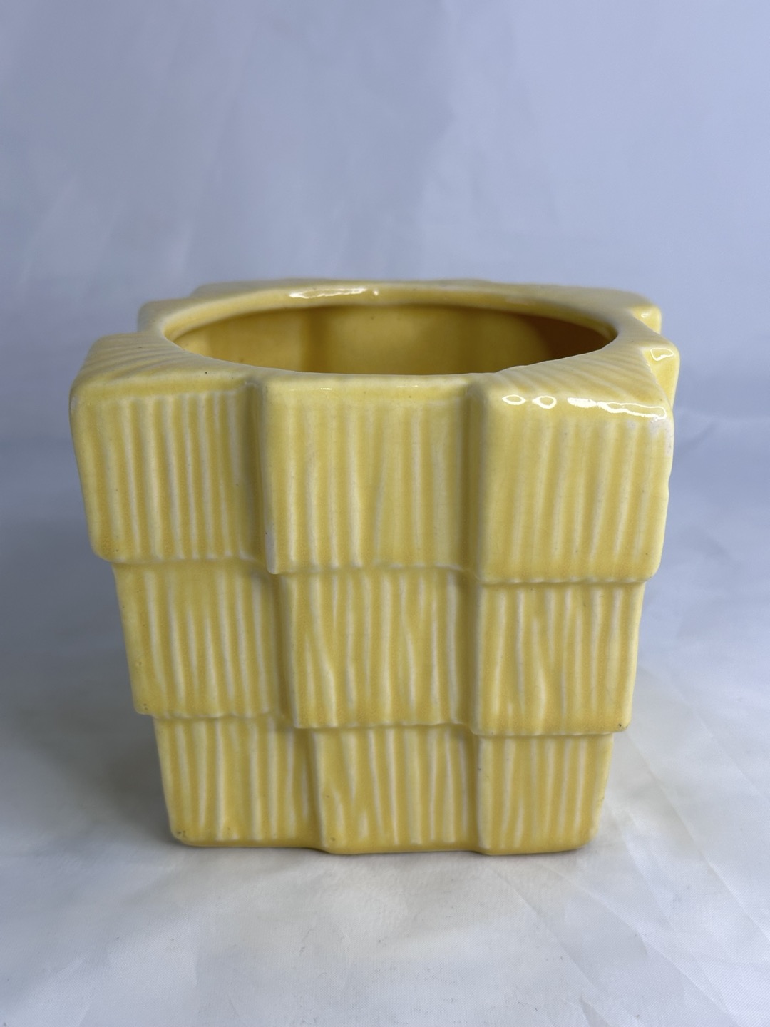 McCoy Yellow Glazed Bamboo Sided Square Pottery