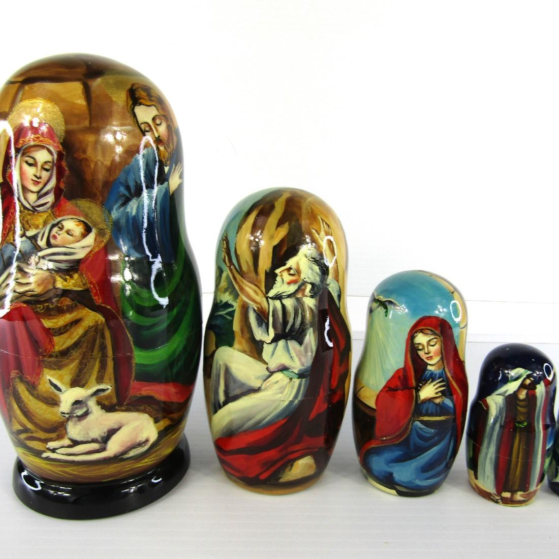 Russian Matryoshka Nesting Doll 6.5" 5 Pc., Jesus Nativity Hand Made 1074