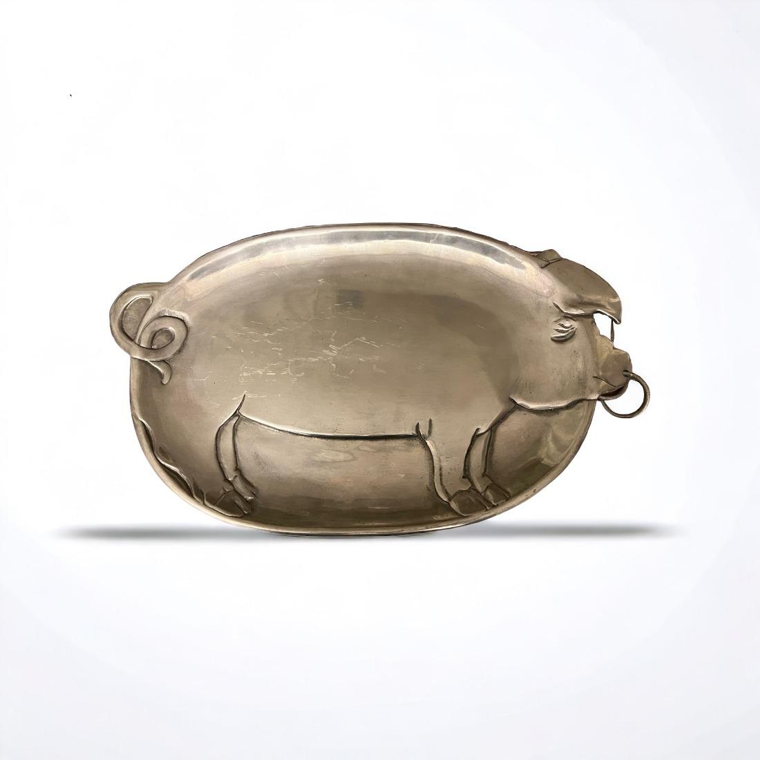 Vintage Pewter Pig Platter. 1970s. Made by Cast Craft, Columbia, Pa, 20 ...