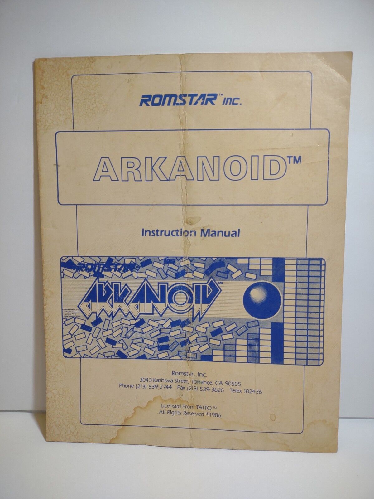 ARKANOID Original Video Arcade Game Service Repair Manual Instruction 1986