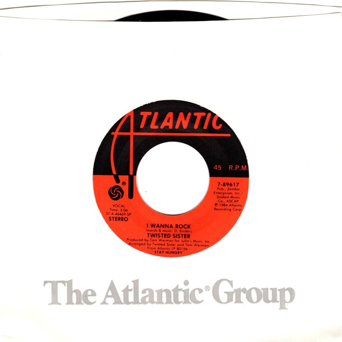 Twisted Sister NM 45 rpm "I Wanna Rock" on Atlantic Records