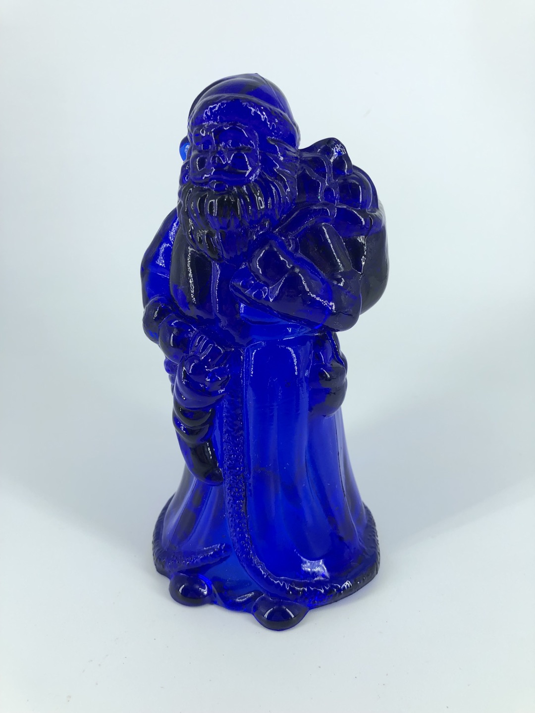 Vintage Cobalt Blue Glass Christmas Santa Claus Figural Candle Votive ...