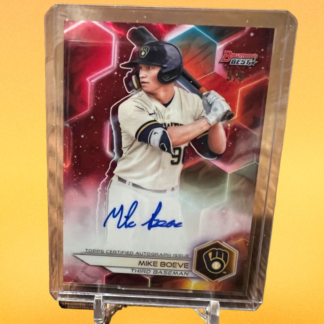 Mike Boeve 2023 Bowmans Best Red Lava 5/5 Auto Milwaukee Brewers