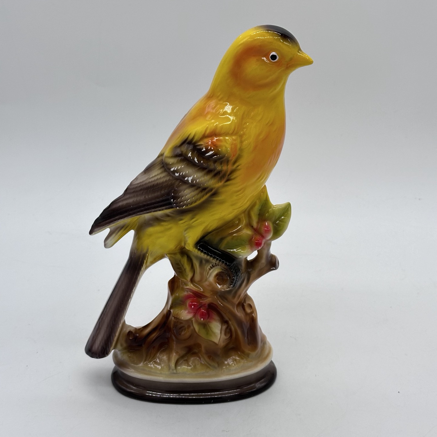 Enesco Japan Goldfinch Vibrant Yellow Bird Ceramic Vintage Figurine
