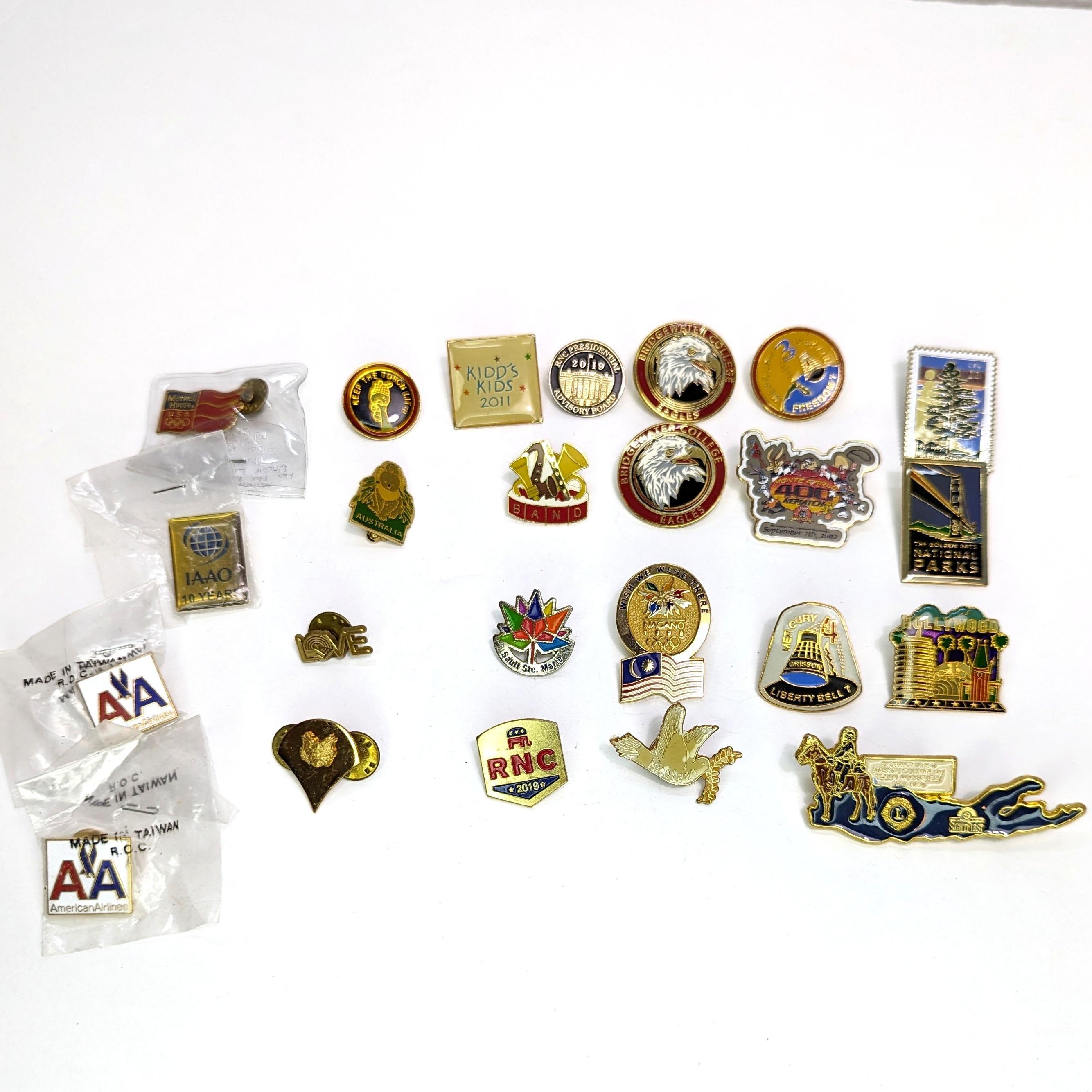 24 pc Lapel Pin Lot Vintage Travel Events
