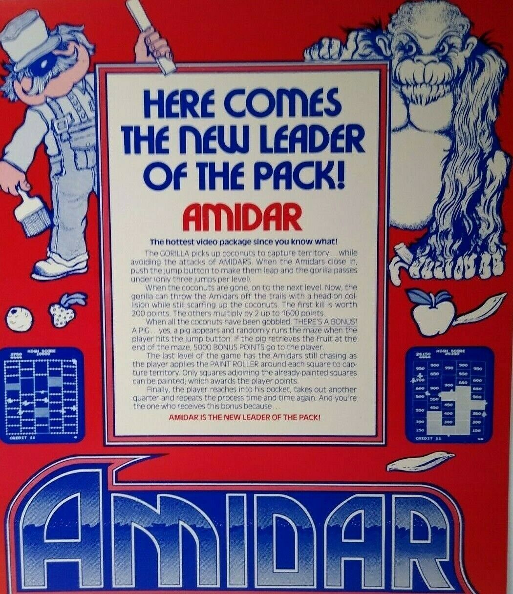 Amidar Arcade Flyer 1982 Original Video Game Art Promo Retro Classic 8. ...