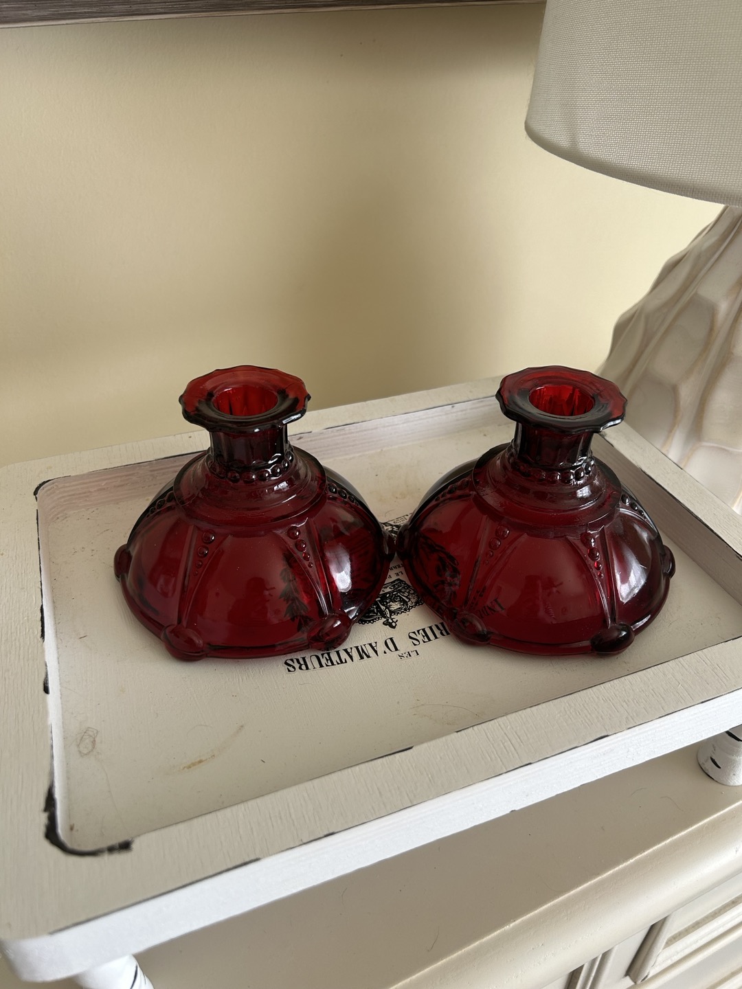 Vintage Ruby Candlestick Holders