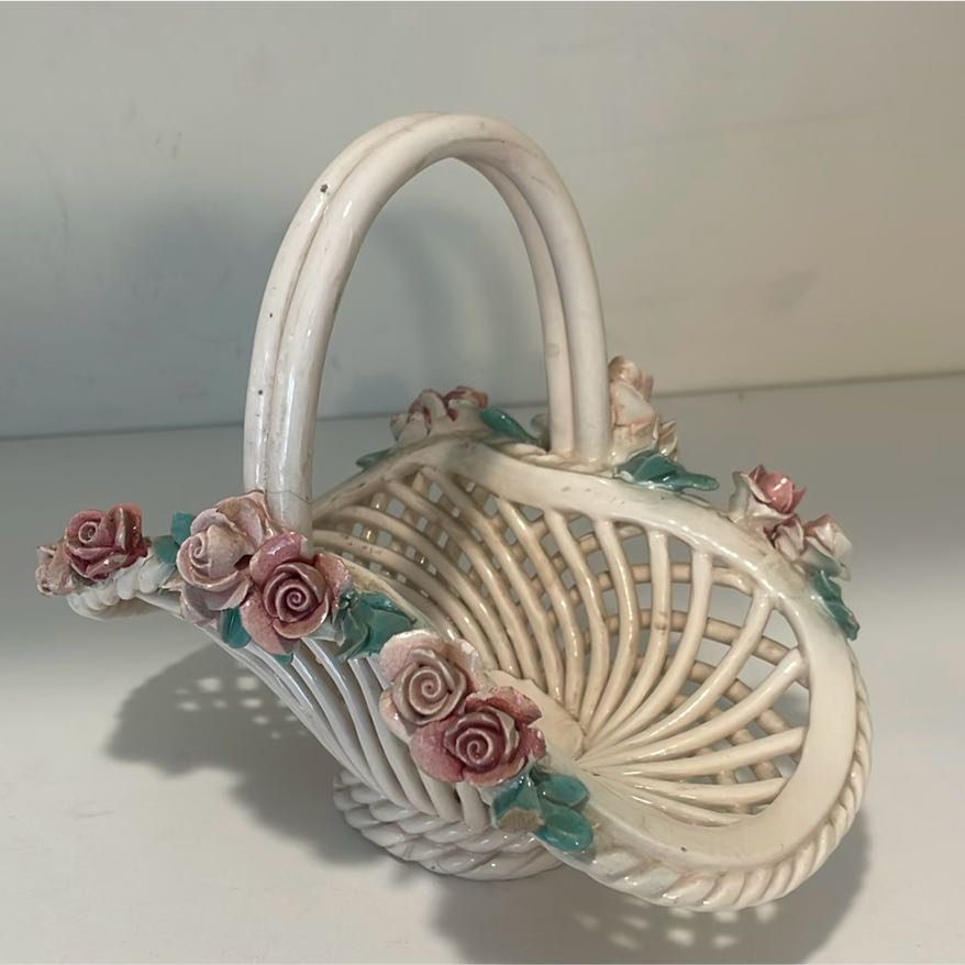 Italian art, pottery basket, some chipping