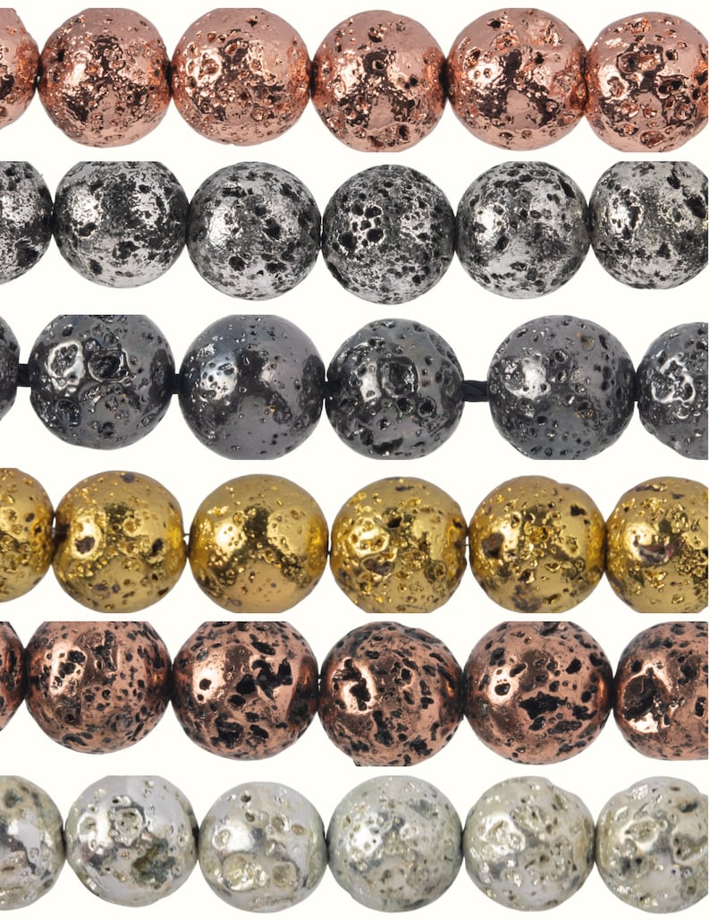 Natural Volcanic Titanium Lava Round Bead 4mm 6mm 8mm 10mm Metallic ...