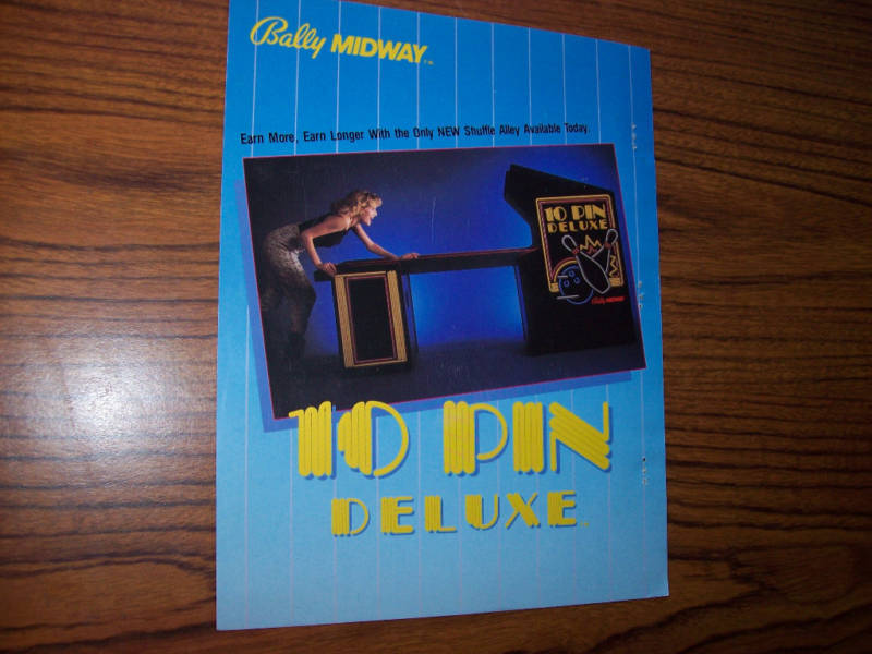 10 PIN DELUXE SHUFFLE ALLEY FLYER 1984 Vintage Retro Promo Artwork