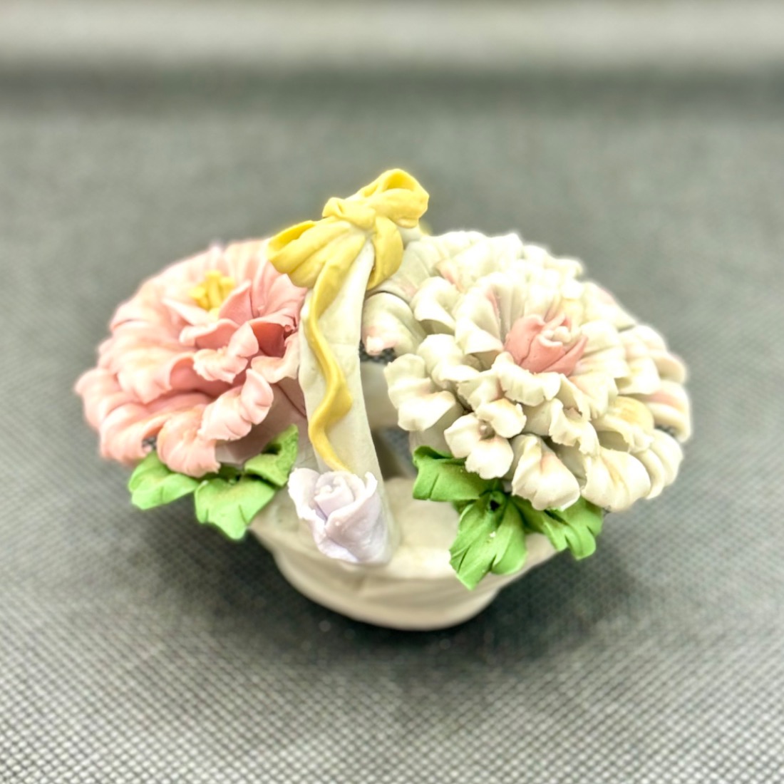 Vintage 1991 Capodimonte Matte Floral Flower Bisque Basket, Handcrafted ...