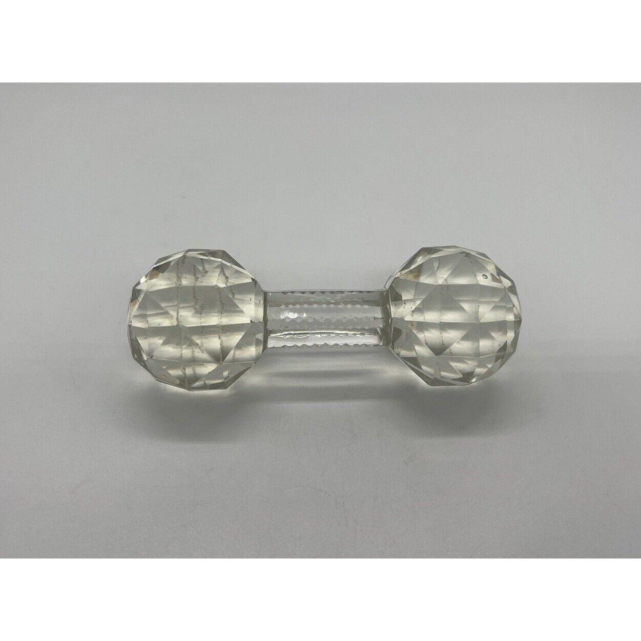 Vintage Glass Dumbbell Elegant Faceted Knife Stand Rest Paperweight