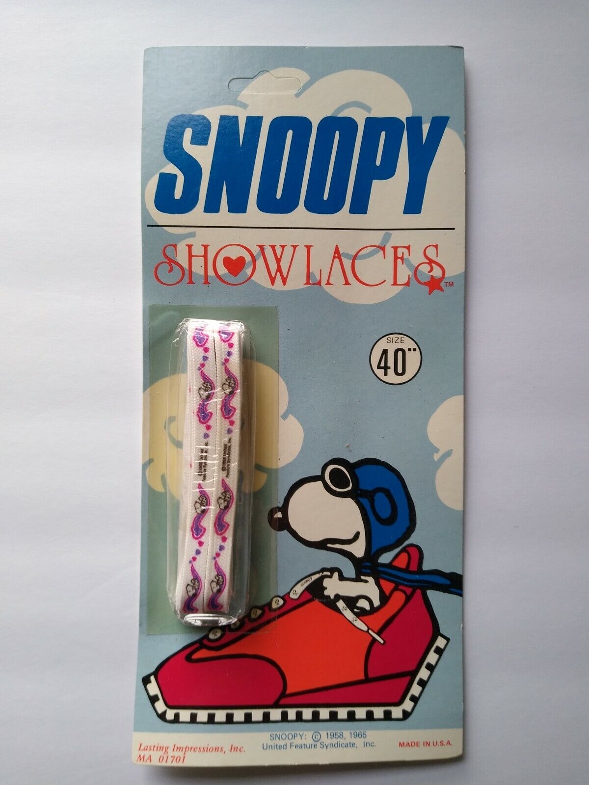 Snoopy Show Laces Pilot Peanuts Shoelaces Vintage UNUSED 1965 Original ...