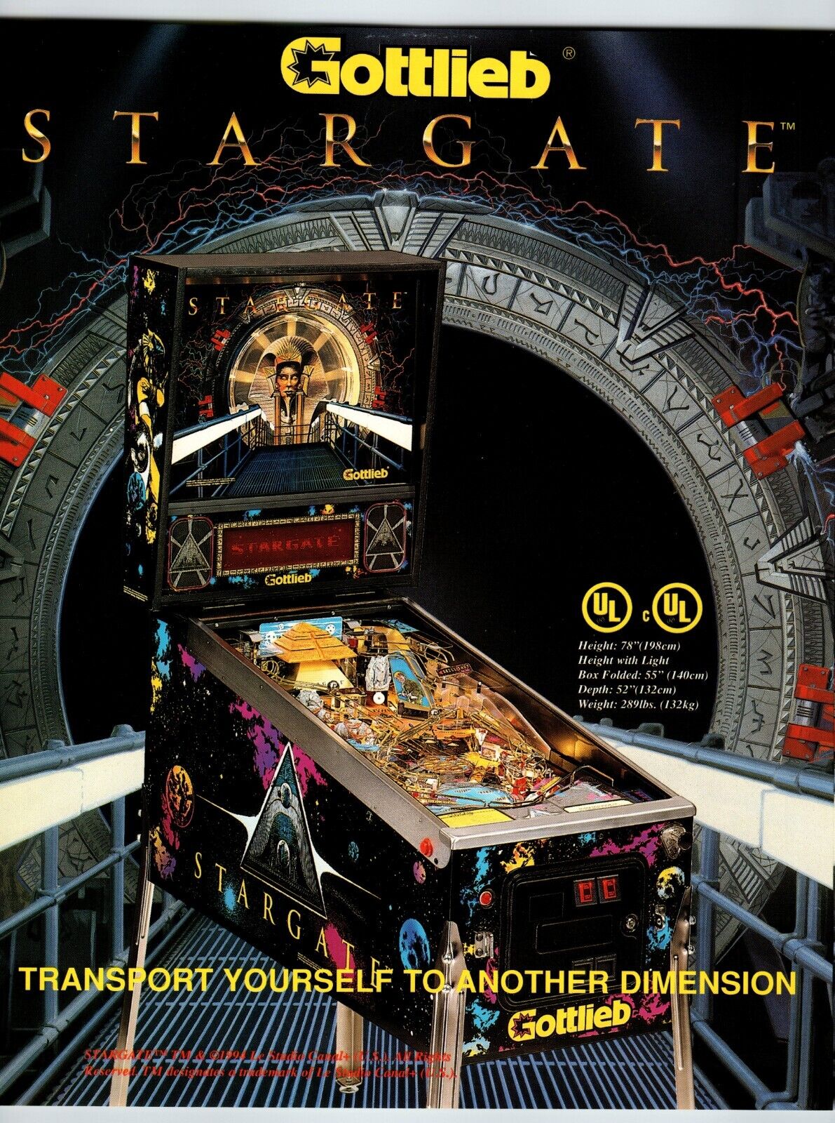 Stargate Pinball FLYER 1994 Original Game Sci-Fi Space Age Artwork 2 Sides