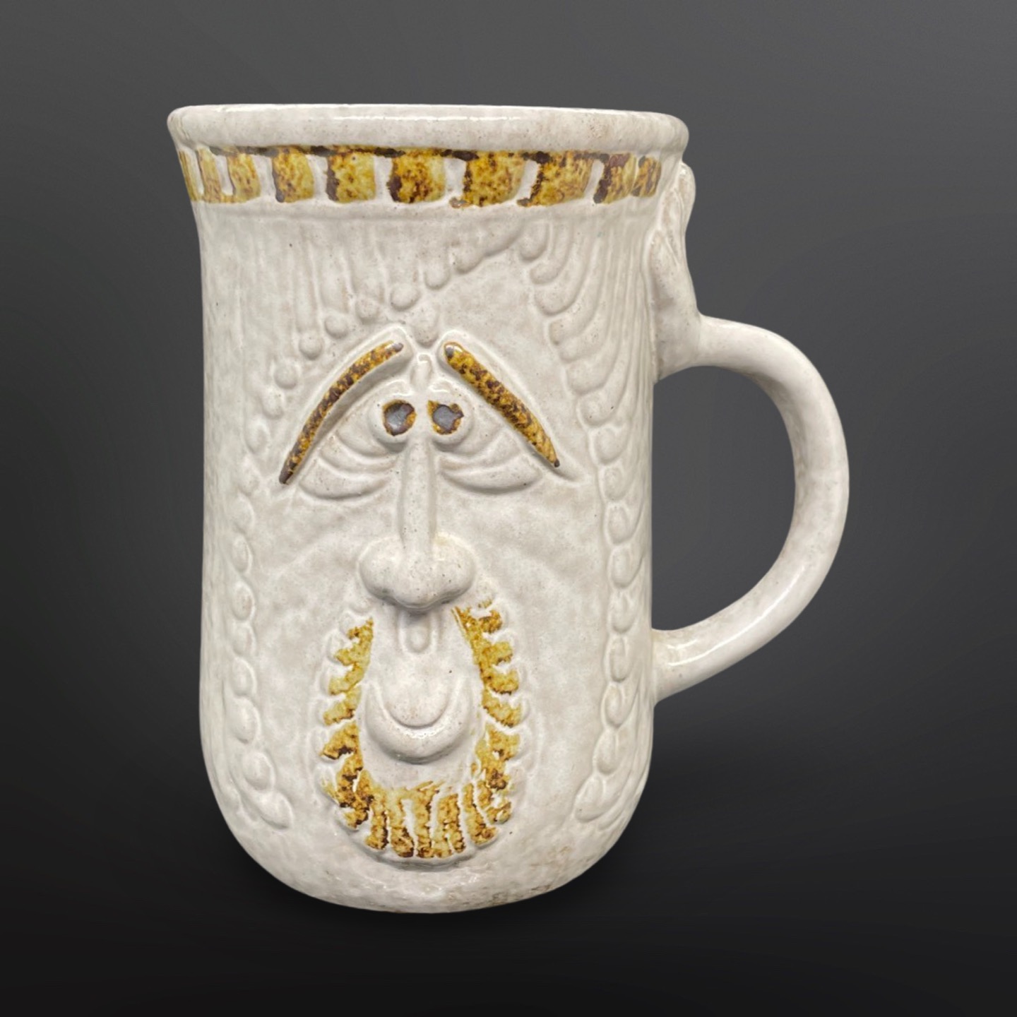 Vintage 1970s Pottery Craft Large Face Mug U.S.A. Funny Face & Hand ...