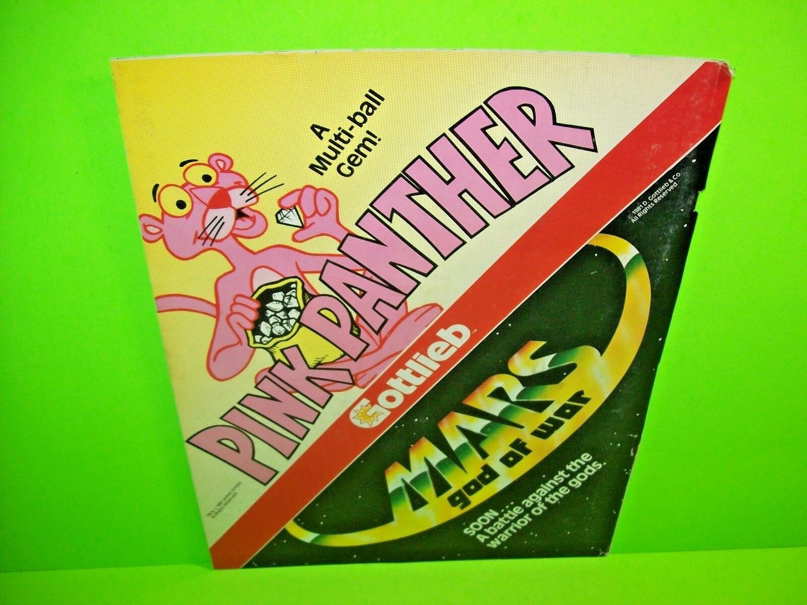 Pink Panther Mars God Of War Pinball Machine Pull Out Ad Artwork Retro