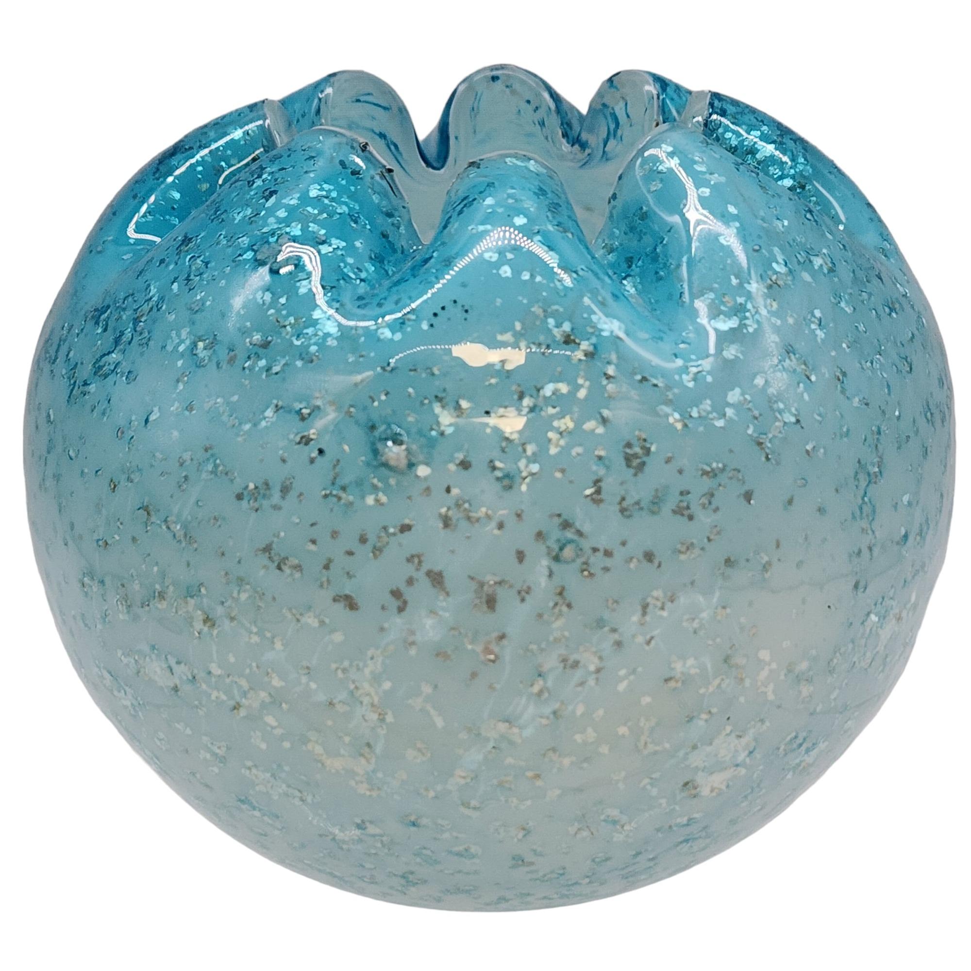 Antique Victorian Blue Mica Speckle/Spangle Glass Rosebowl