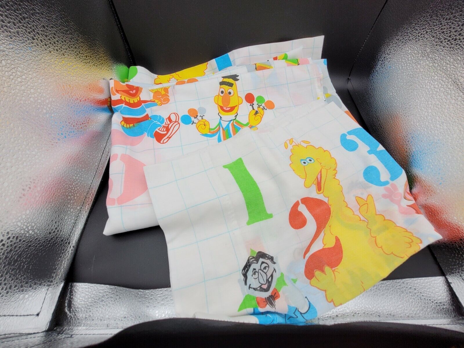 Vtg Sesame Street Muppets Numbers Counting Twin Flat Sheet + Pillow Case