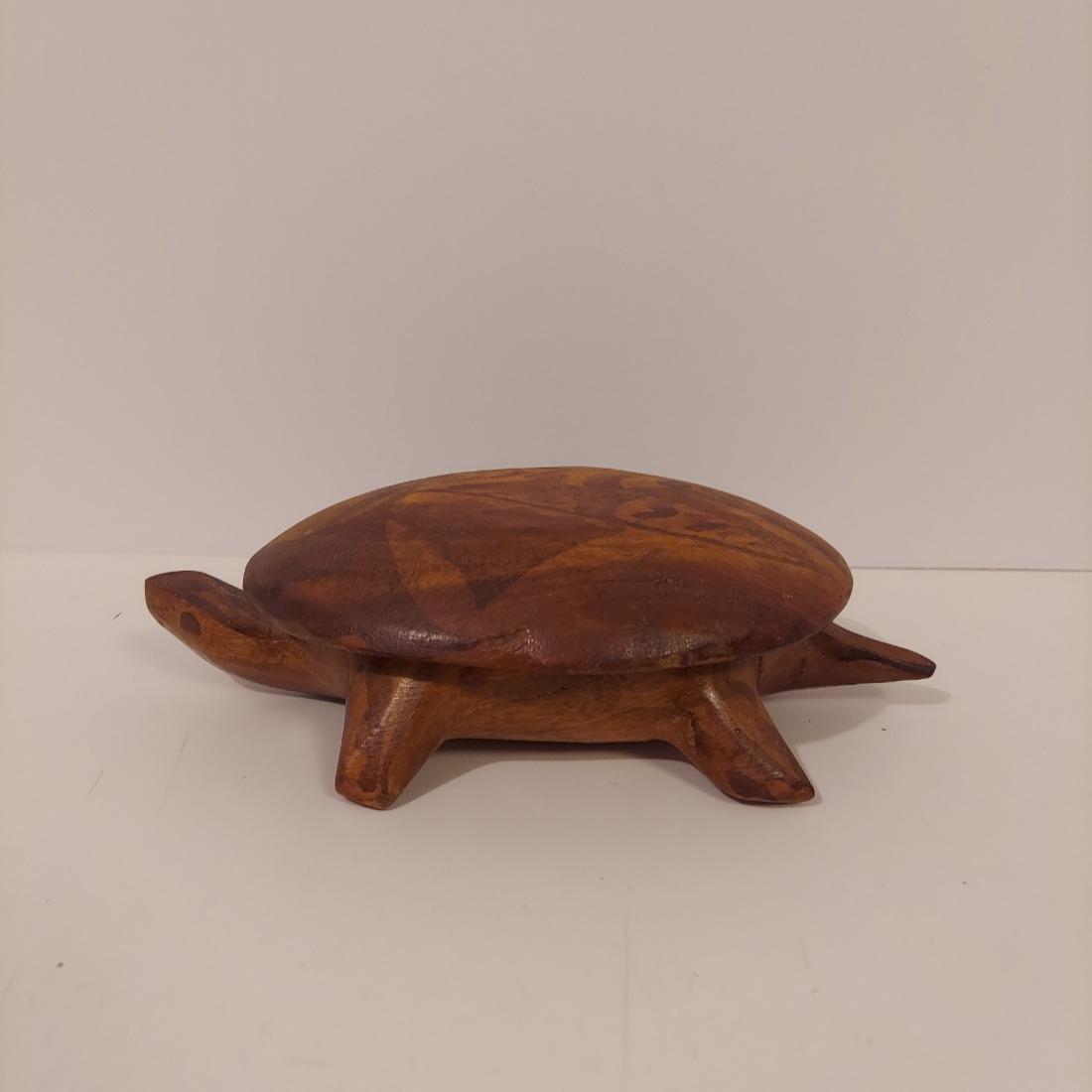 Carved Wood Turtle Trinket Box