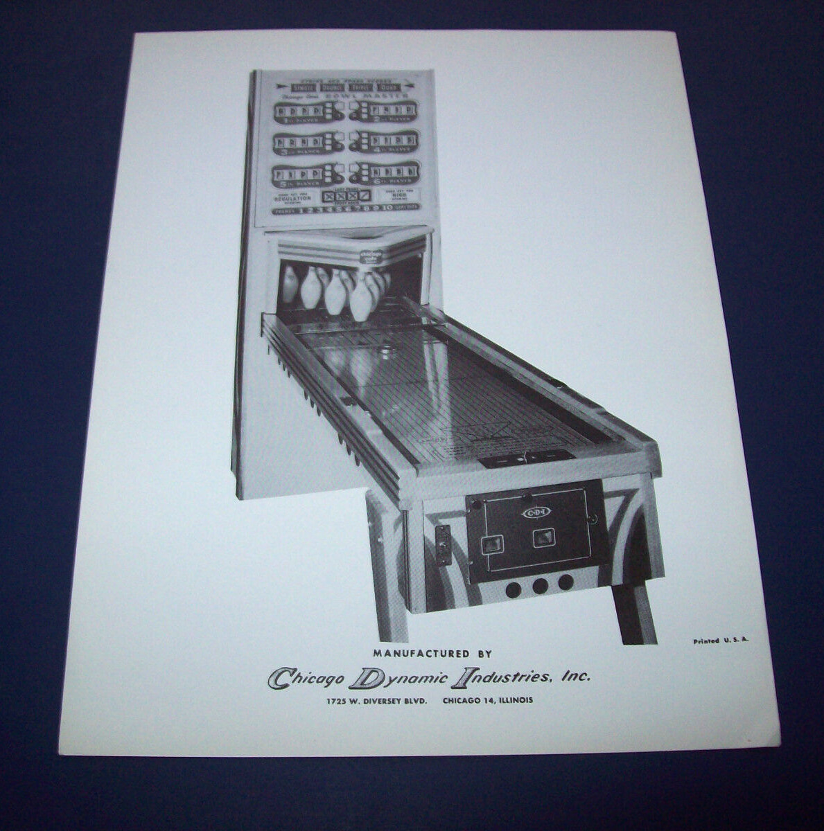 Bowl Master Flyer Shuffle Alley Bowling Game 1959 Chicago Coin Artwork ...