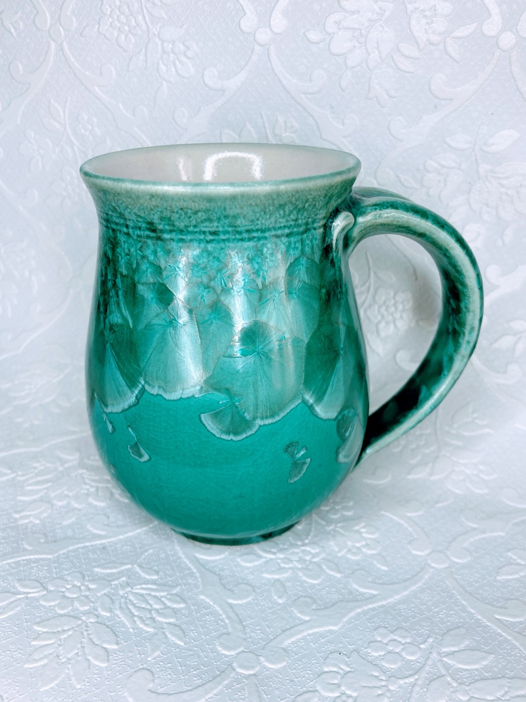 Crystalline Coffee Mug Davis Pottery Aqua