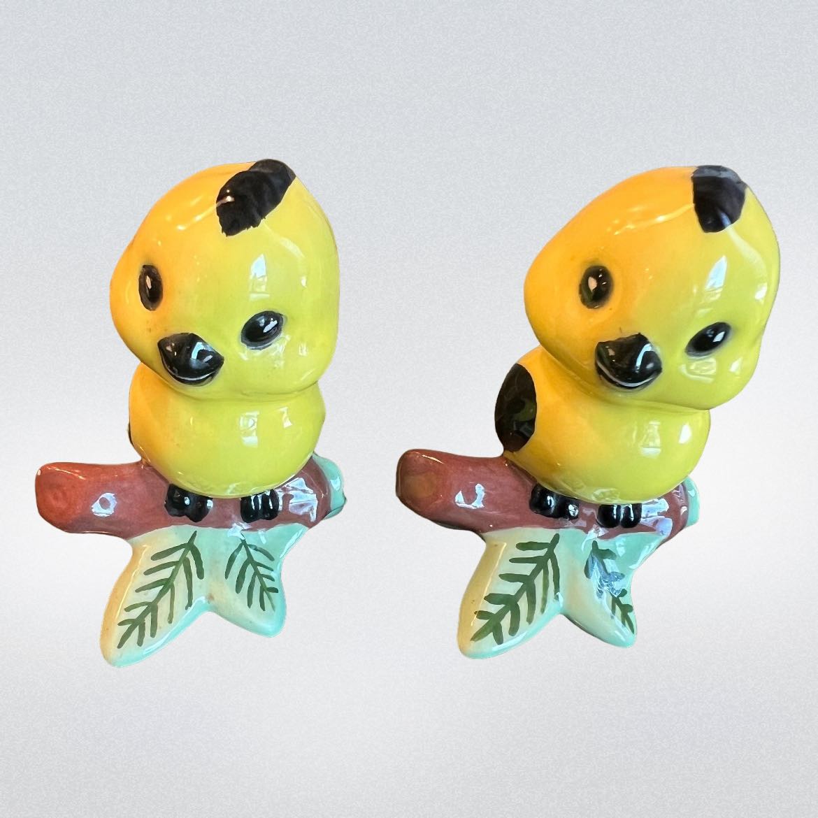 Ceramic Gold Finch Birds Salt and Pepper Shakers