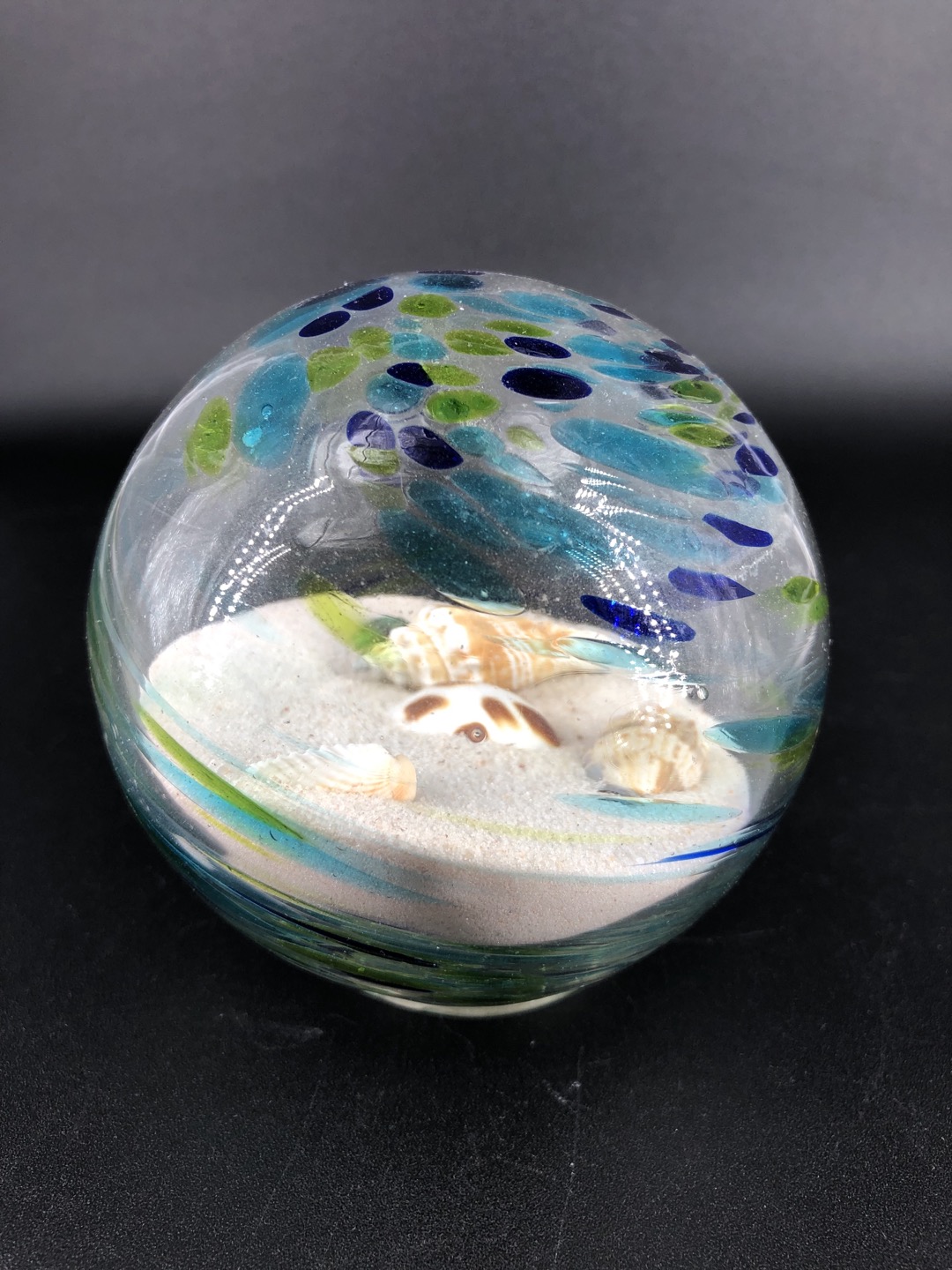 Hand-Blown Art Glass Sea Globe with Sand & Shells