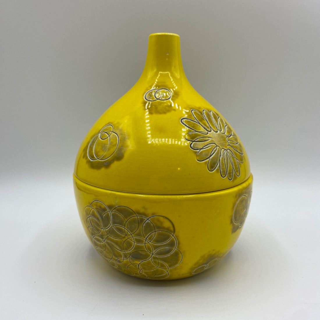Vintage Rare Bitossi Italian Pottery Yellow Teardrop Shape Covered Dish ...