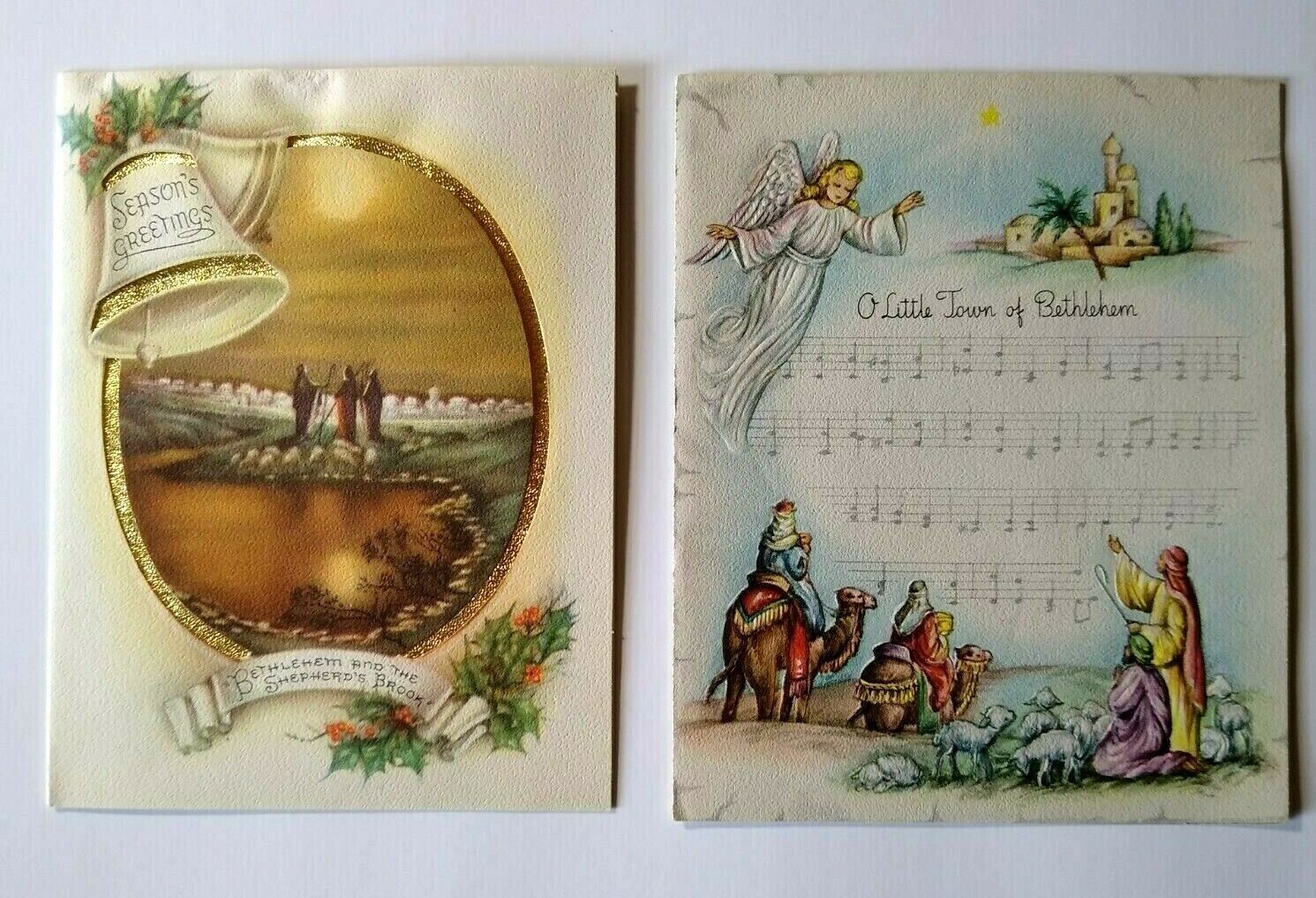 Town Of Bethlehem Christmas Greeting Card Set Of 2 Religious Vintage ...
