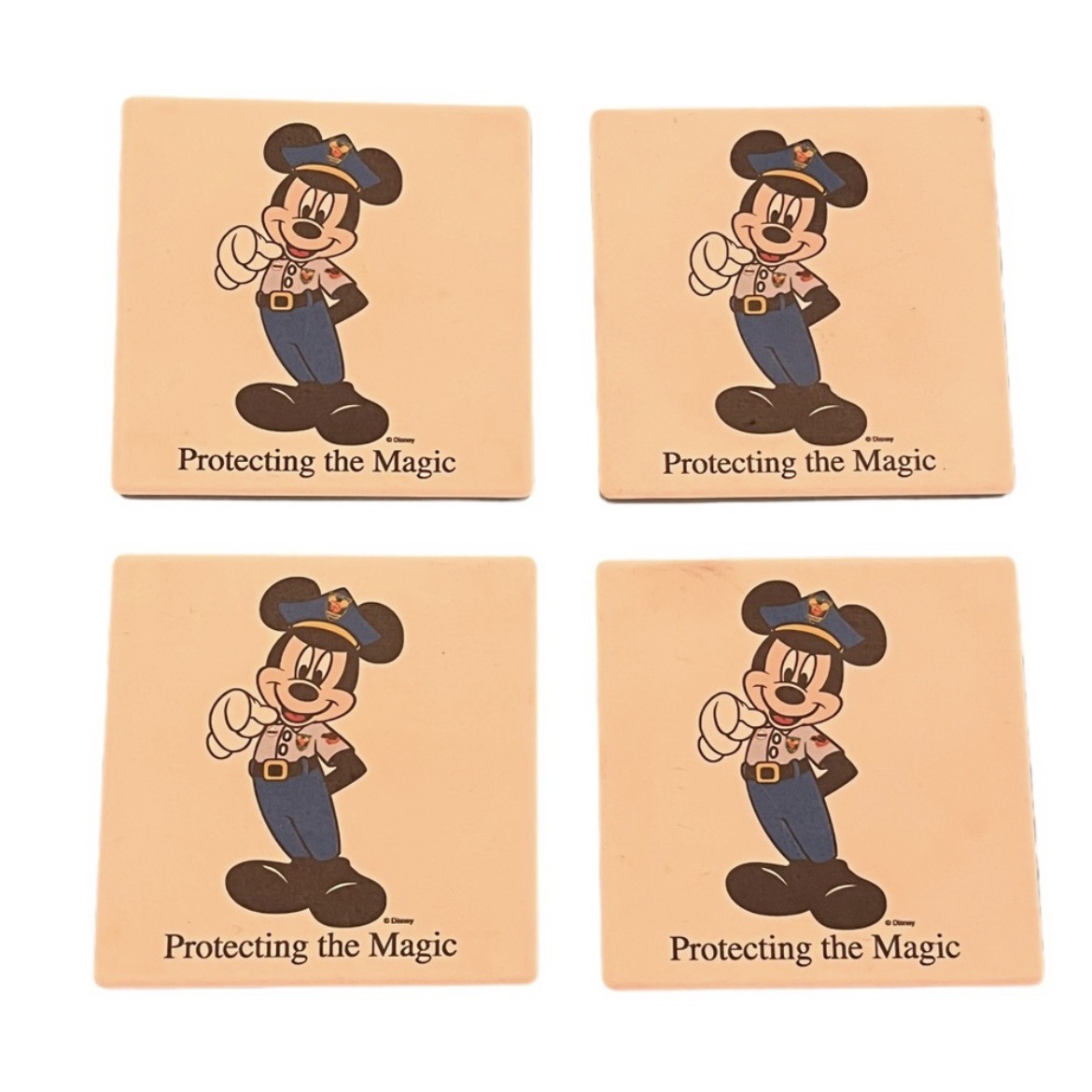 Vintage Disney Protecting the Magic Mickey Security Guard Coasters