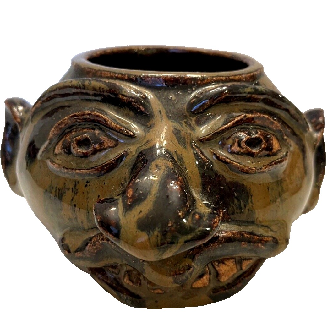 Ugly Face Pottery Peg Henderson Folk Art Studio Handcrafted Signed 2002