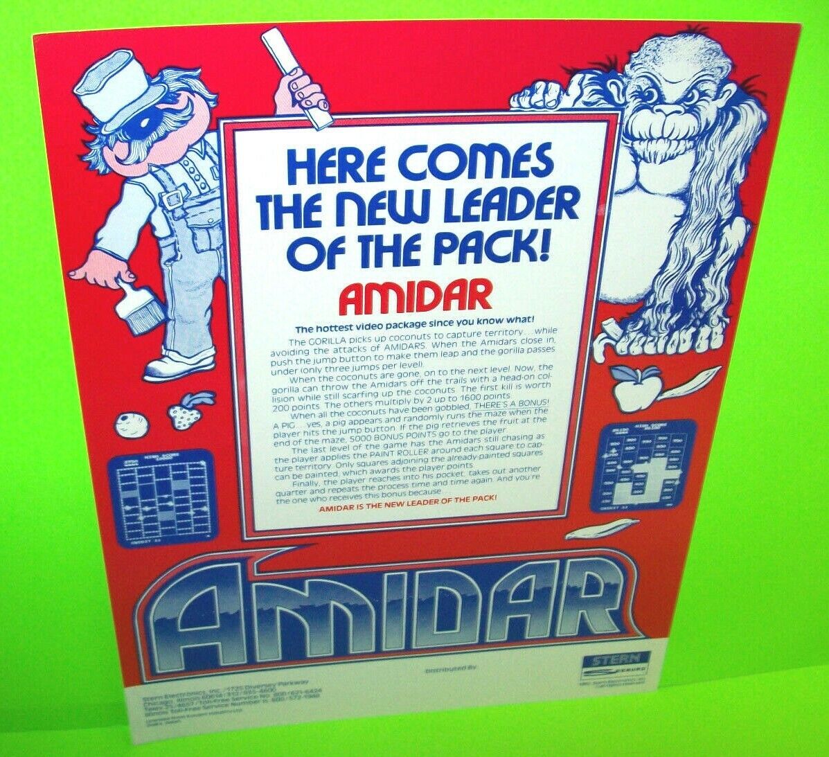 AMIDAR Original 1982 Video Arcade Game Flyer Vintage Retro Art Promo