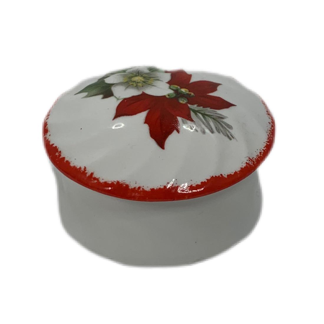 Spode Christmas Poinsettia Trinket Box Rose Vintage Royal Worcester ...