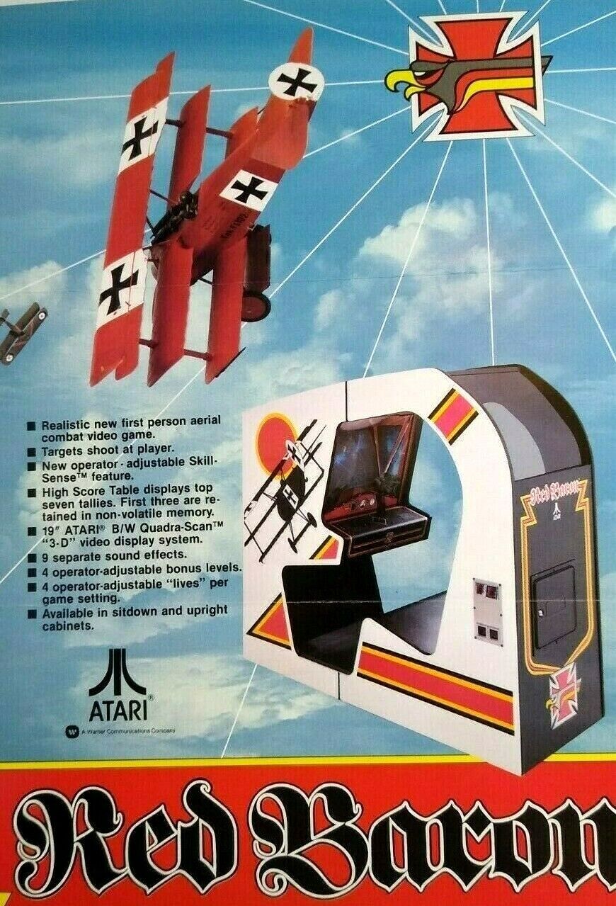 Red Baron Arcade FLYER Original 1981 Retro Game Video Paper Artwork Air ...